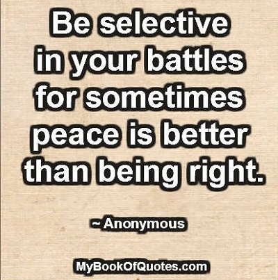Be Selective In Your Battles - MyBookOfQuotes.com